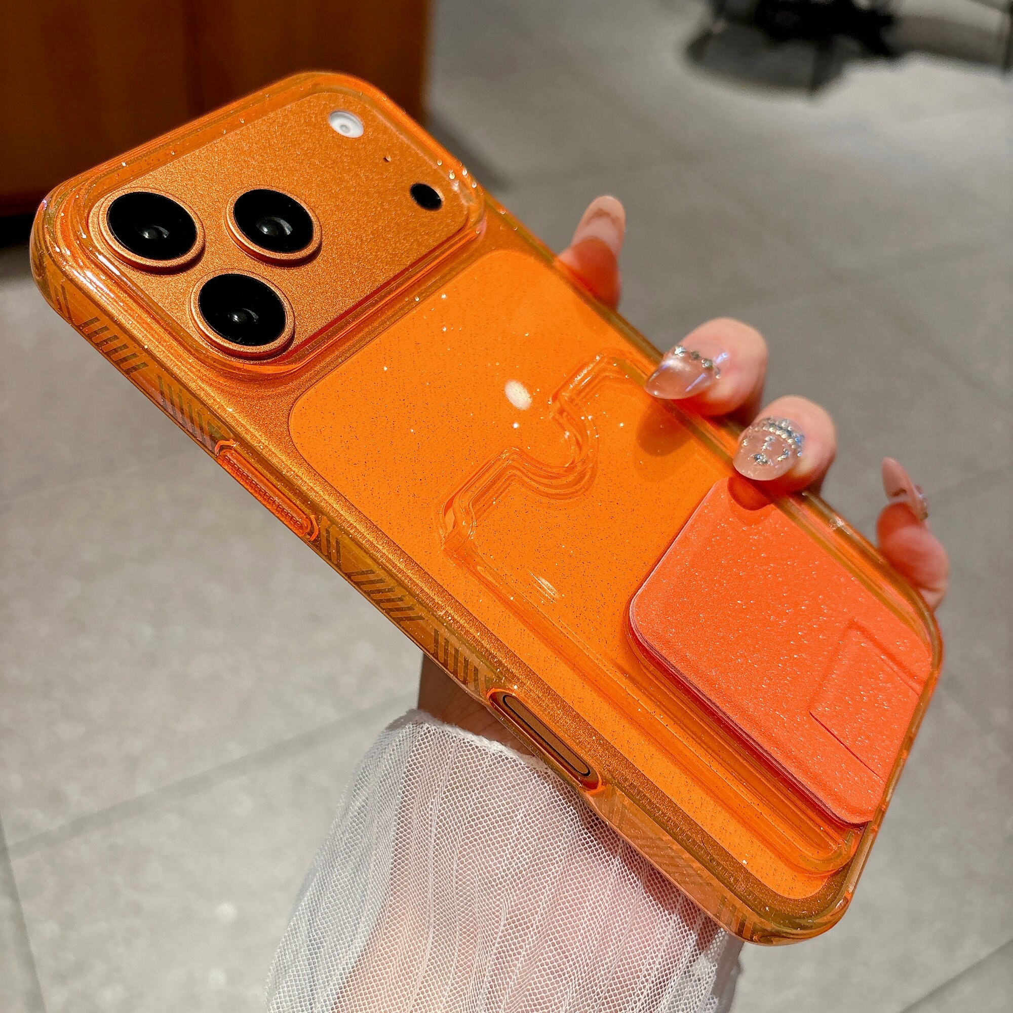 Чехол для Apple iPhone 17 Pro / Айфон 17 Про, soft touch, чехол-кардиомонитор, поликарбонат (PC), защита камеры, ударопрочный, усиленные углы, держатель поп-сокет, Apple, Apple iPhone 17 Pro, orange,