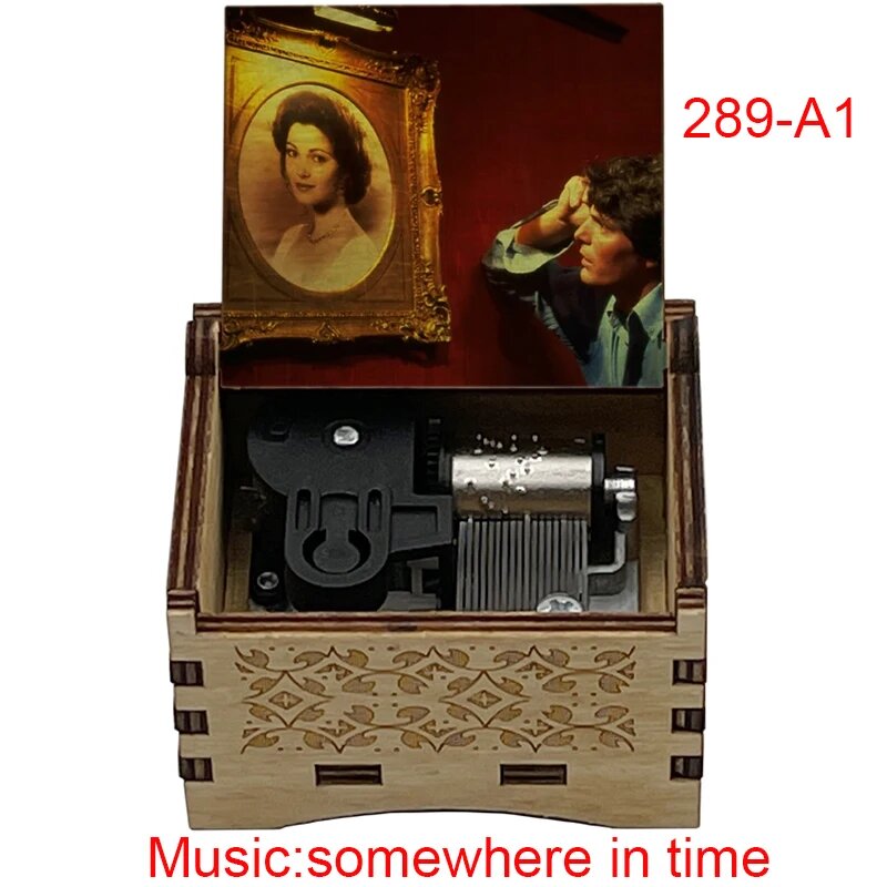 Деревянная музыкальная шкатулка Somewhere in Time с цветным принтом, подарок для любителя жены, дня Святого Валентина, дня рождения, винтажная деревянная музыкальная шкатулка