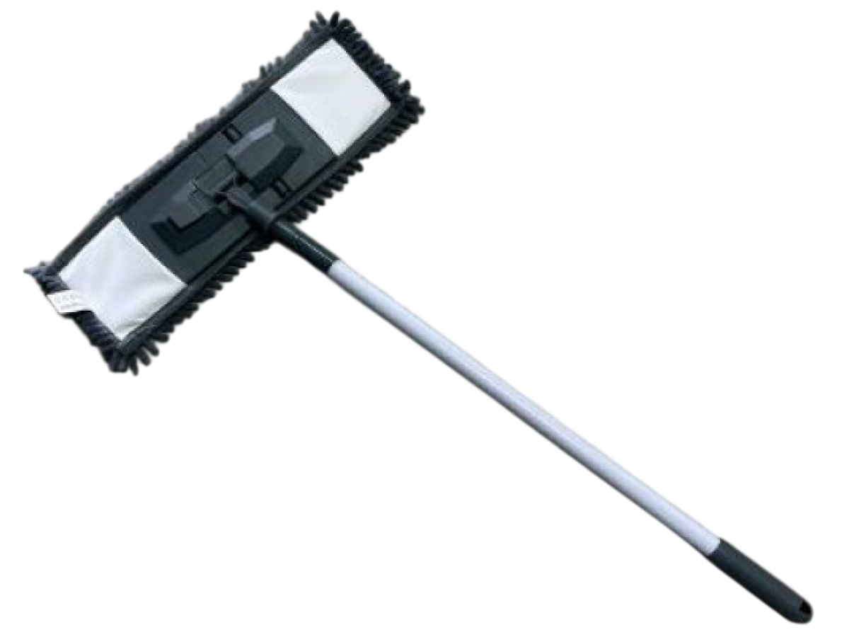 Швабра для пола PERFECTO LINEA с насадкой из шенилла серая (43-401119)