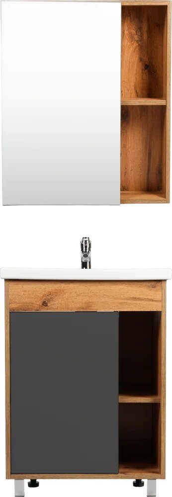 Мебель для ванной комнаты VIANT Бостон 60 напольная, дуб вотан, графит