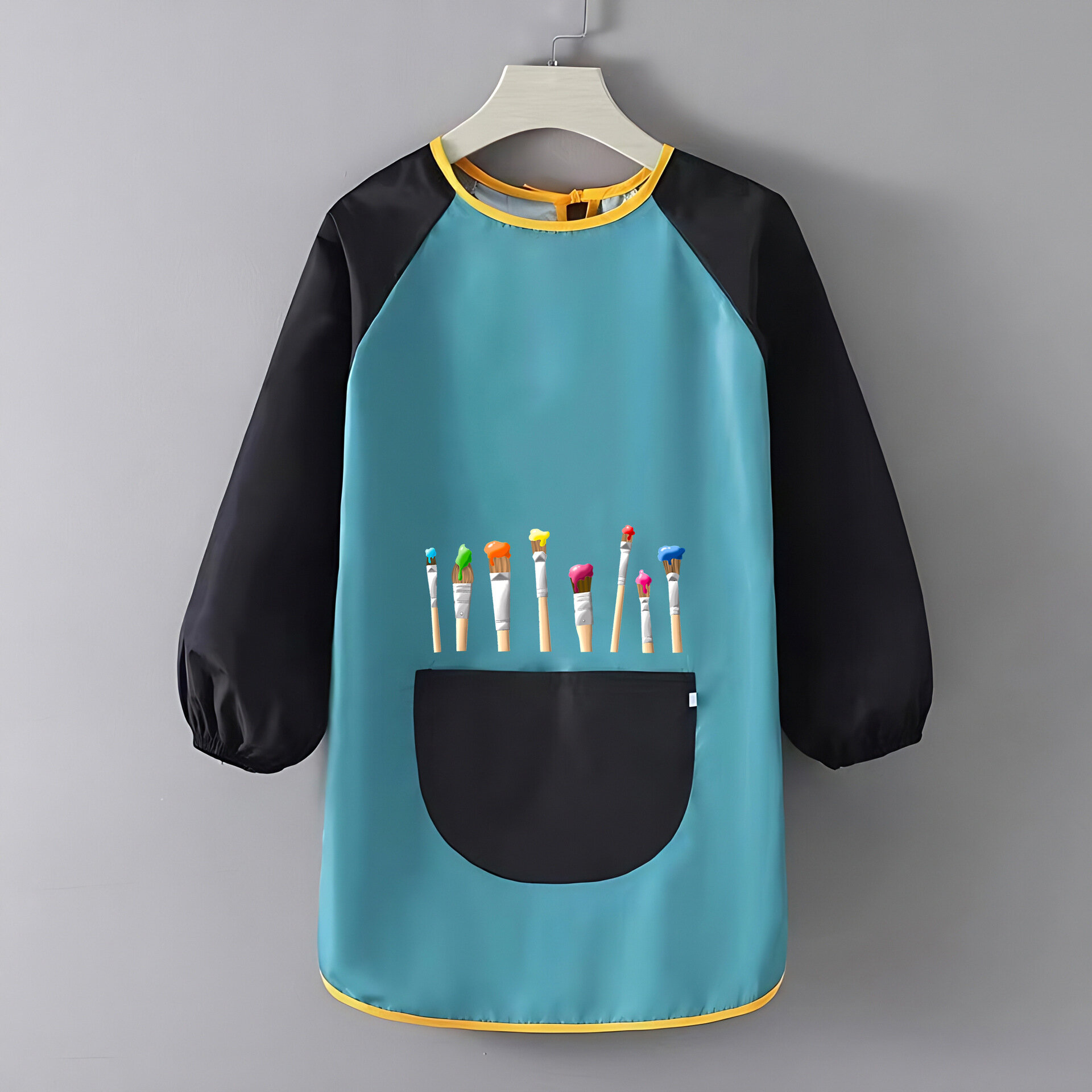Детский фартук для рисования, водонепроницаемый и устойчивый к пятнам халат с длинными рукавами, одежда для детского сада, защитная одежда с индивидуальным принтом для еды.