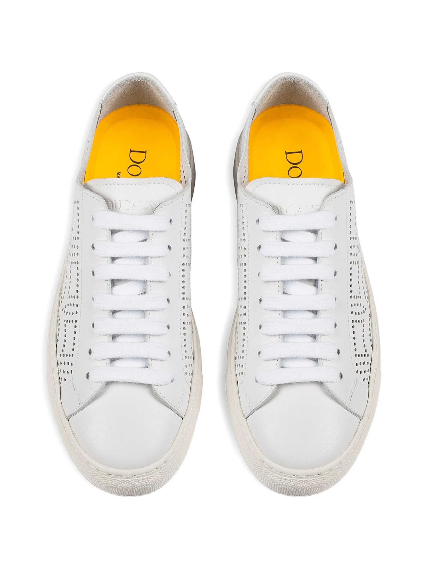 Кроссовки Doucal's Perforated leather sneakers, размер 37, бежевый/белый — фото 1