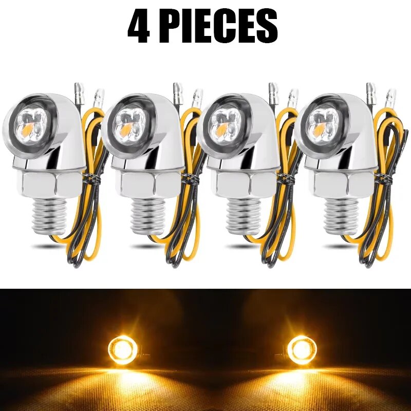 4шт. LED указатели поворота Chrome Amber для мото