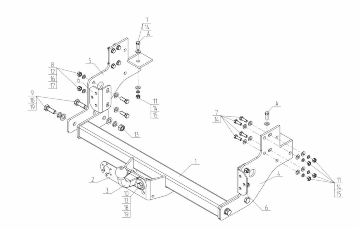 Фаркоп для Газель NEXT бортовая 2016- Тип шара: F. Нагрузки: 2000/100 кг, GAZ-15