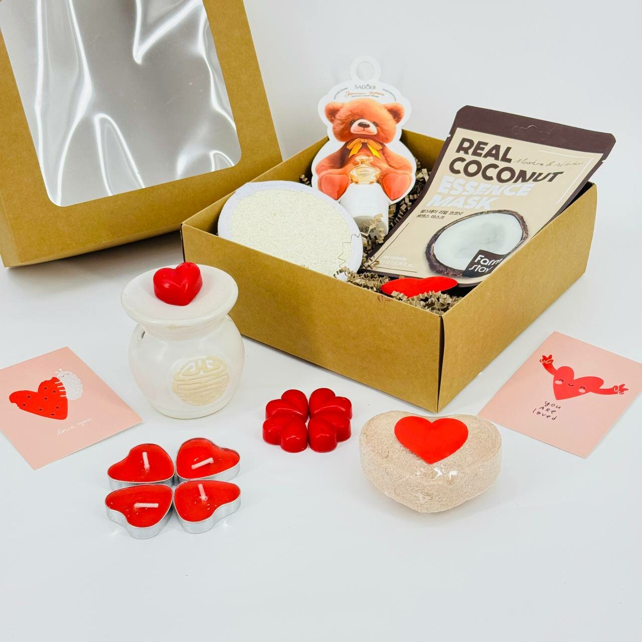 Подарок на 14 февраля. Спа набор для релакса. Арома лампа, саше мелтс, свечки, бомбочка сердце