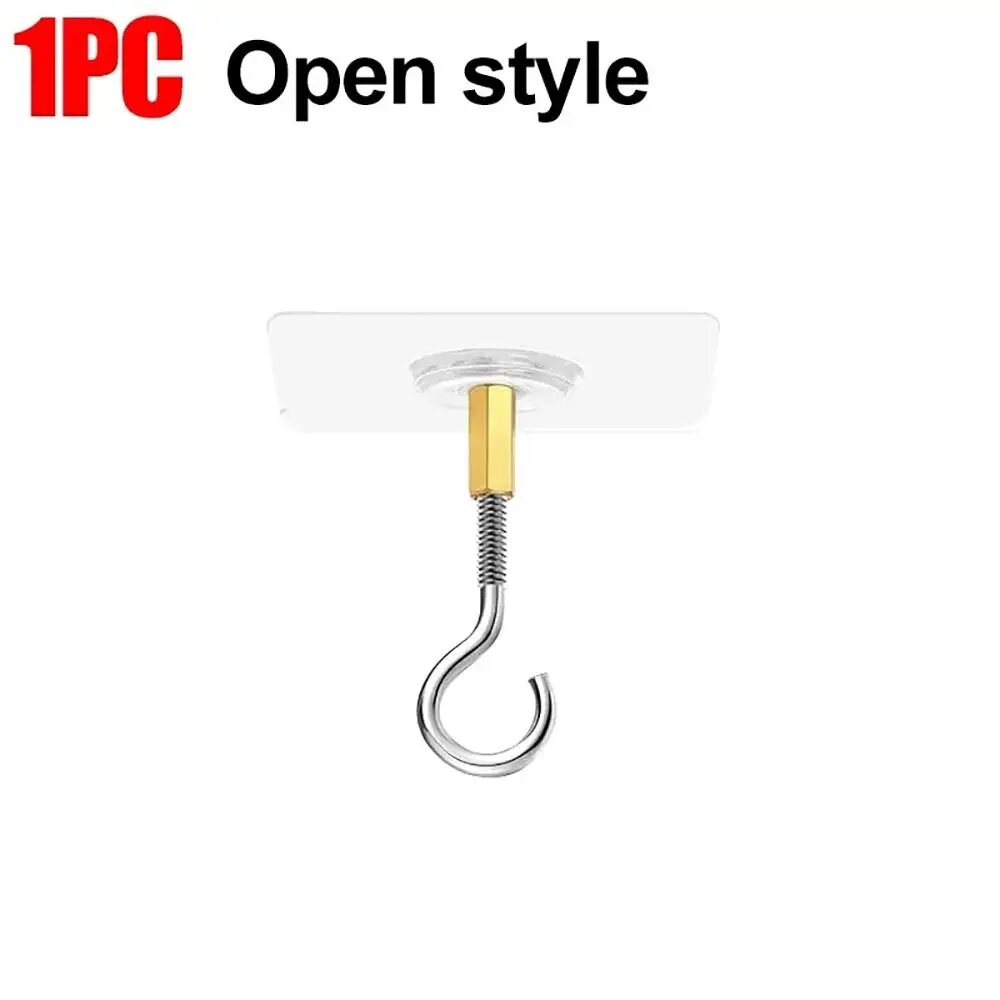 1 шт, бесследный потолочный крючок без перфорации, настенный инструмент для хранения, цветочный горшок, подвесной кронштейн, прочный, сверхмощный