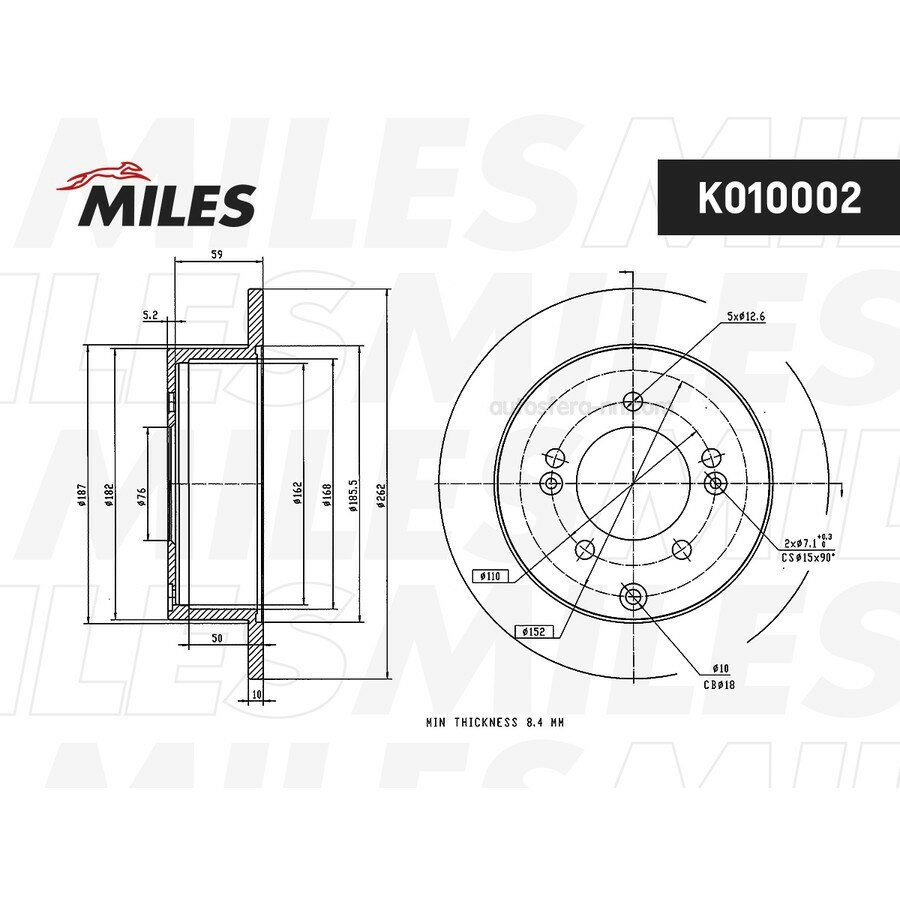 MILES K010002 Диск тормозной CHANGAN CS35 зад.