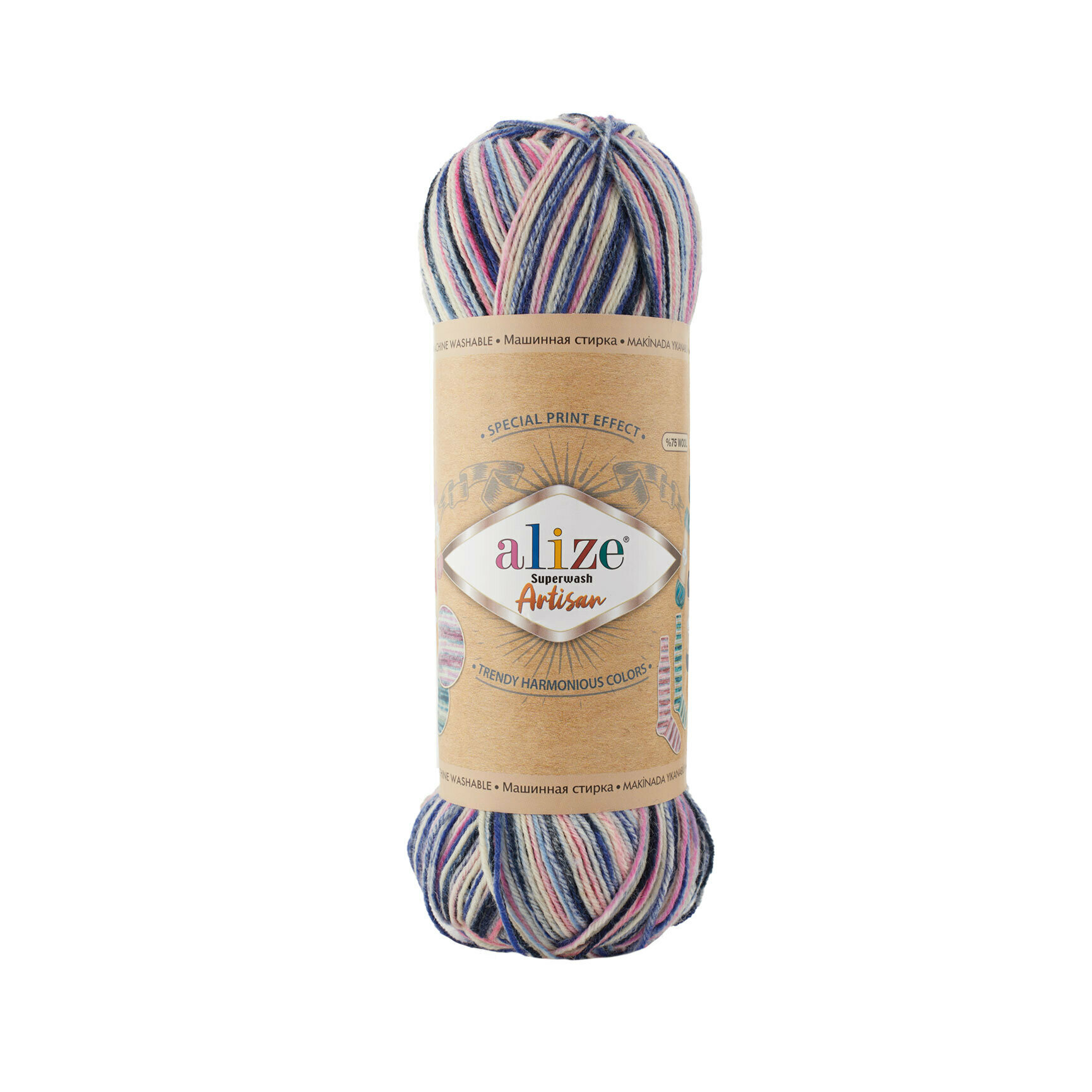Пряжа Alize Superwash Artisan 9004 (1 моток 100г/420м) джинс розовый молочный