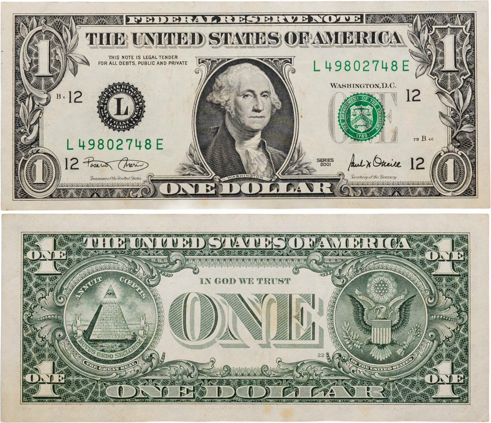 США 1 доллар 2001 Pick 509 L-Сан Франциско