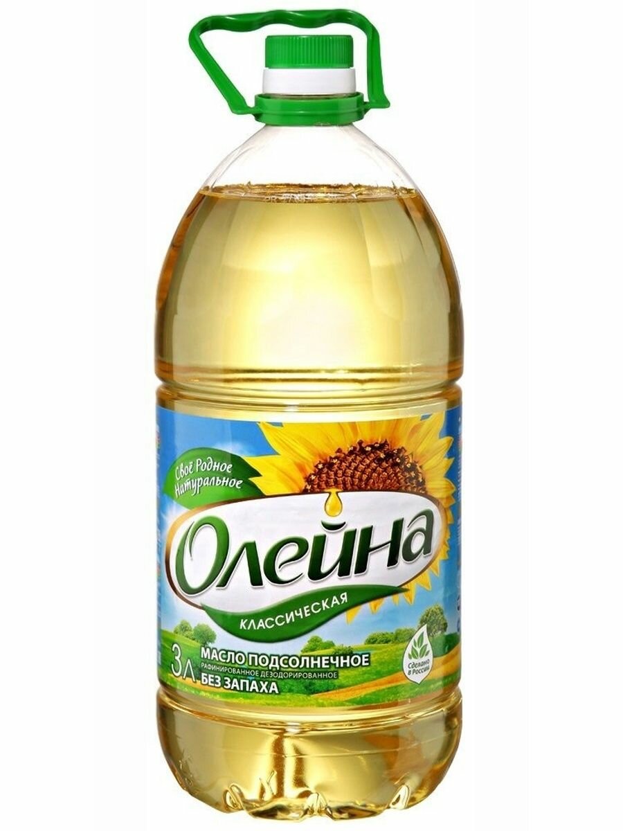 Масло подсолнечное рафинированное Олейна 3 литра