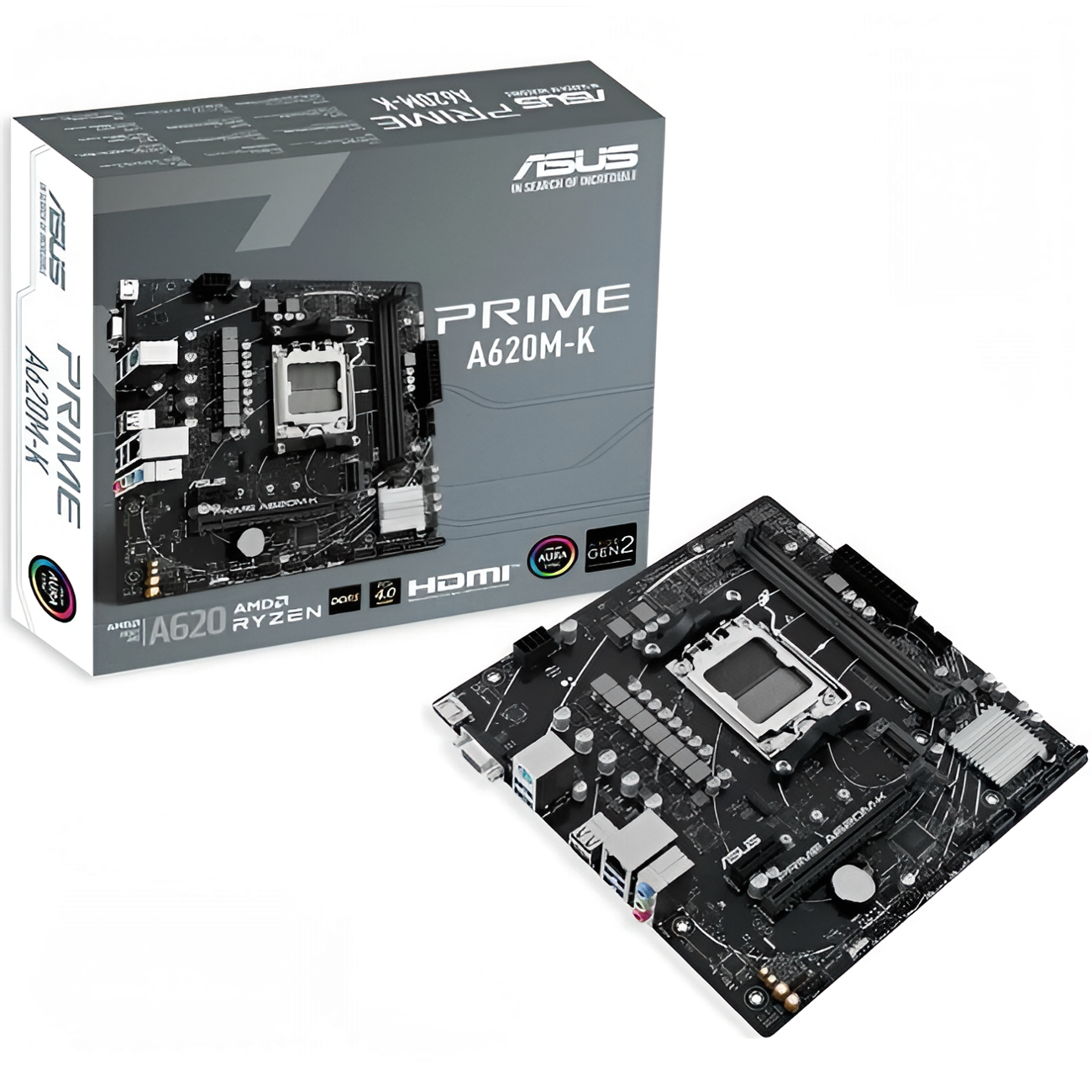Материнская плата ASUS PRIME A620M-K, AM5/AMD A620/2xDDR5/PCI-Ex16/M.2/SB7.1/GLAN/HDMI/VGA/mATX (90MB1F40-M0EAY0)