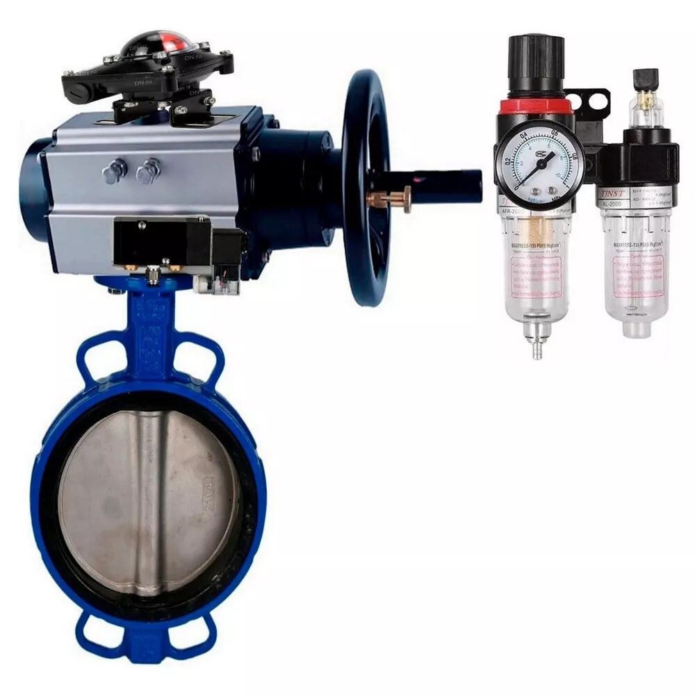 Затвор DN.ru GGG50-GGG40-EPDM Ду150 Ру16, с пн. прив. DA-105-1, пн. распр. PND1-T08-220VAC NAMUR, БКВ LSB-210, БПВ