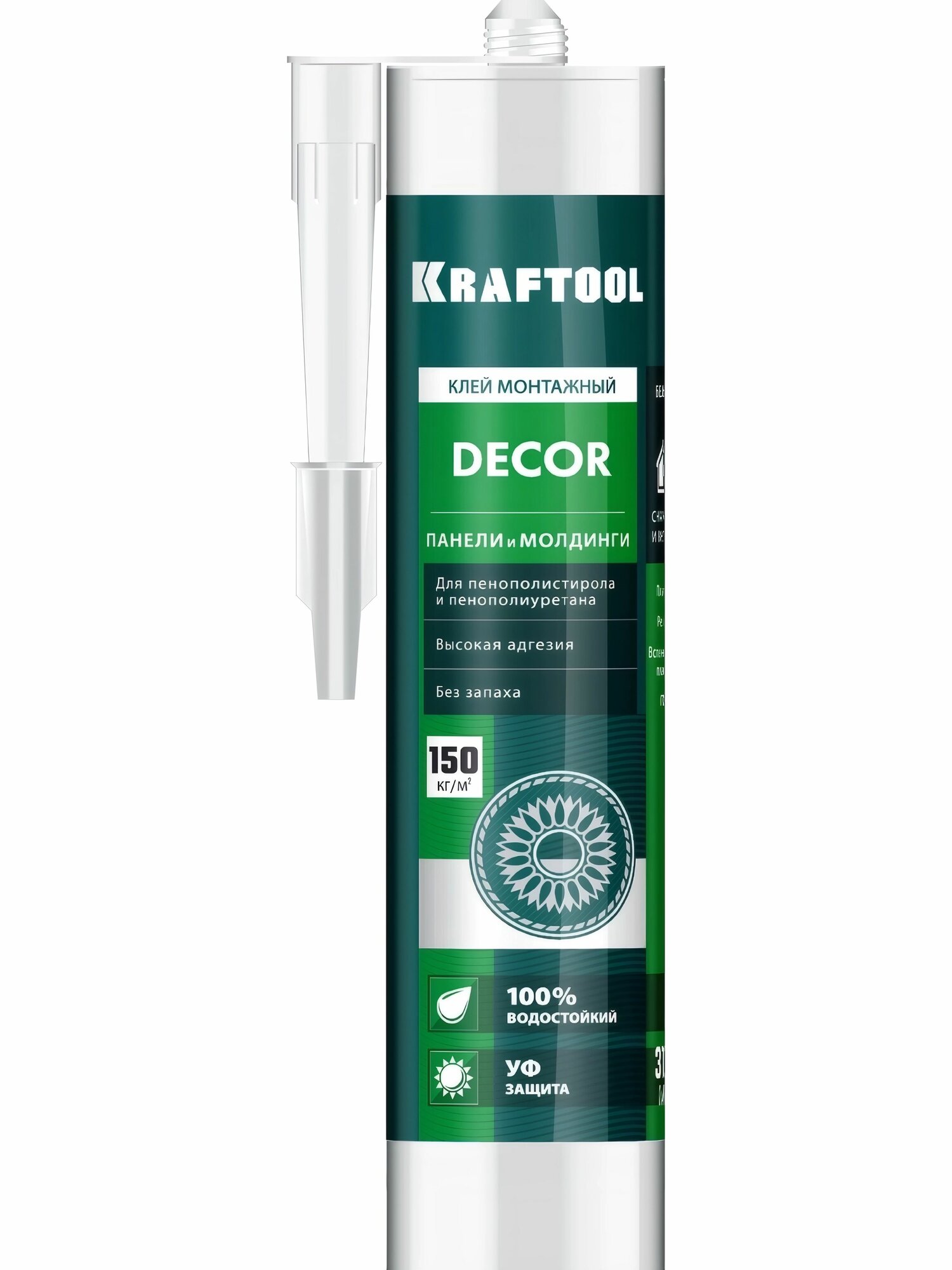Монтажный клей для молдингов (41349) KRAFTOOL D COR 310 мл белый 12 шт