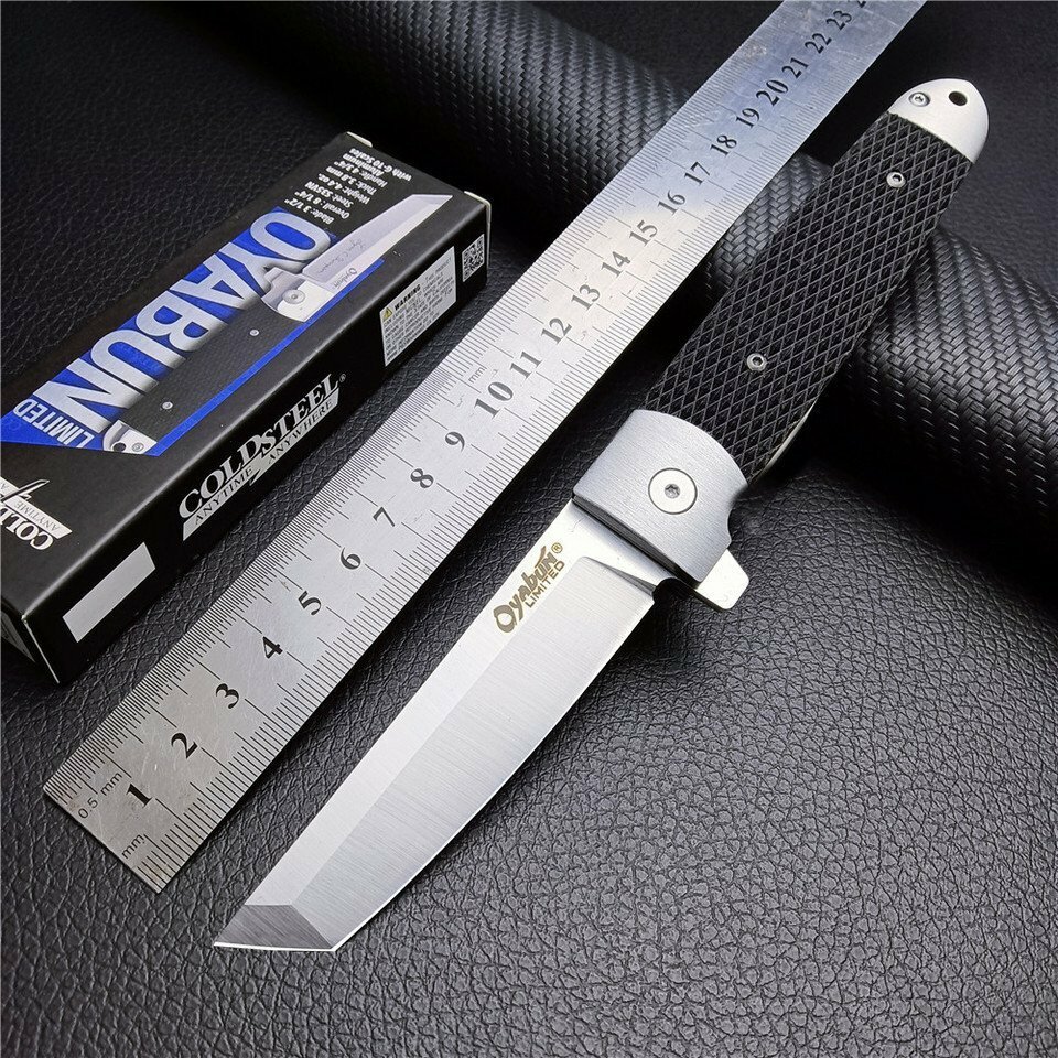 Складной нож Cold Steel Oyabun 26T с клинком танто 3,54 дюйма, черной рукоятью из G10, тактический нож для выживания, охоты, EDC, карманный нож с флиппером.