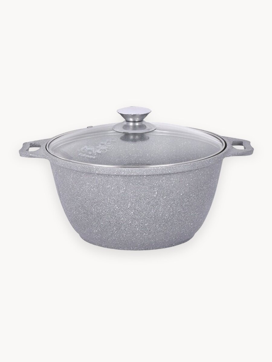 Кастрюля Kukmara Светлый мрамор литая, 2 л, с крышкой, антипригарная (кмс22а)