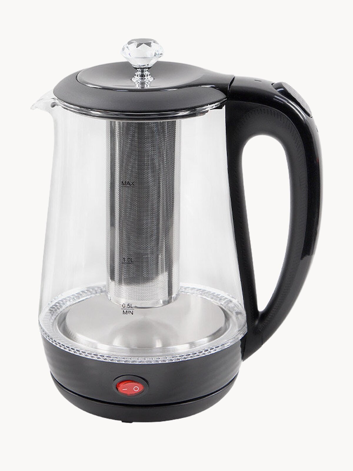 Электрический чайник MARTA MT-4642 черный стеклянный с заварником, 1.8 л