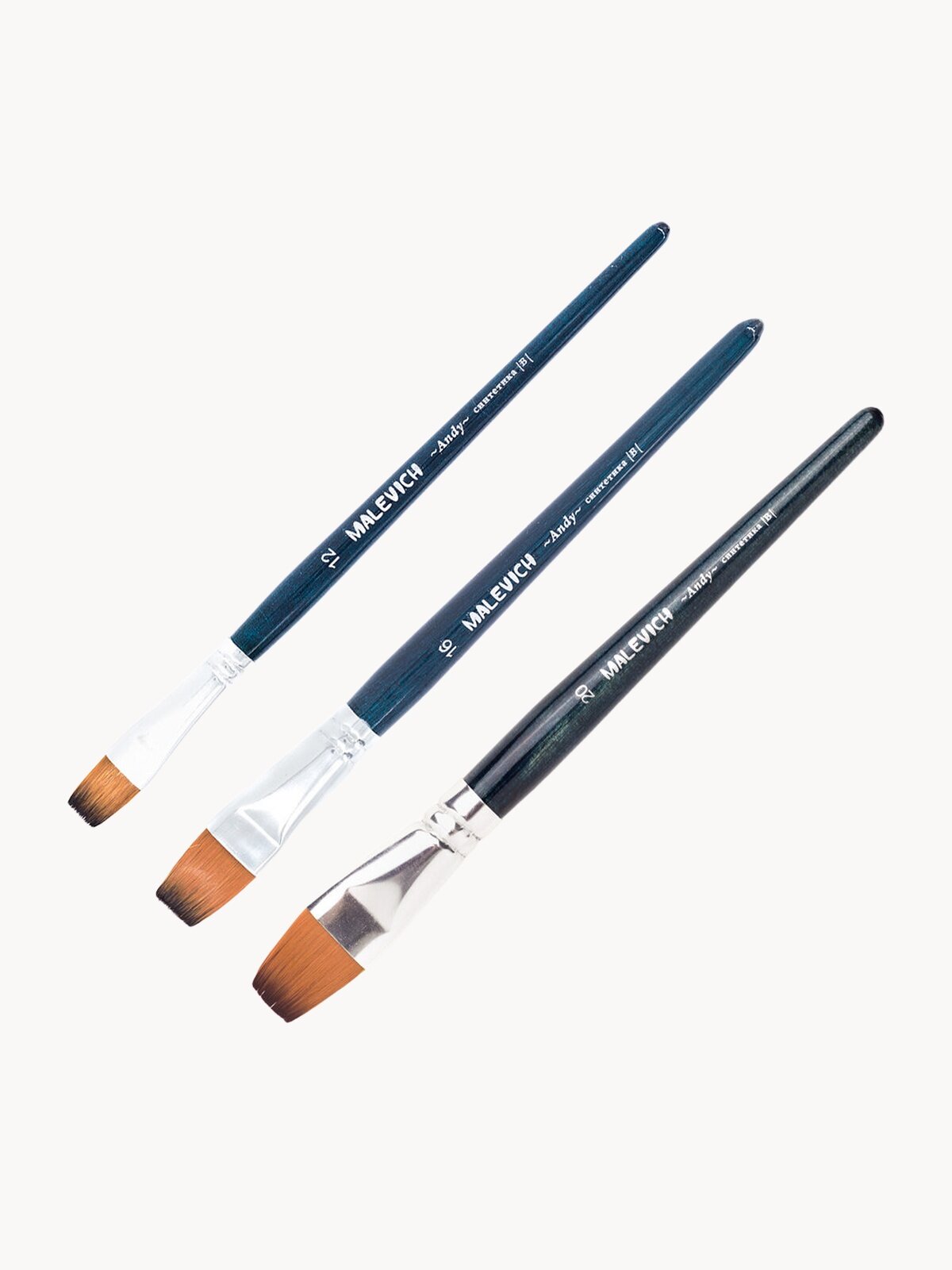 Набор кистей для рисования Малевичъ из синтетики Andy, плоская №12, 16, 20