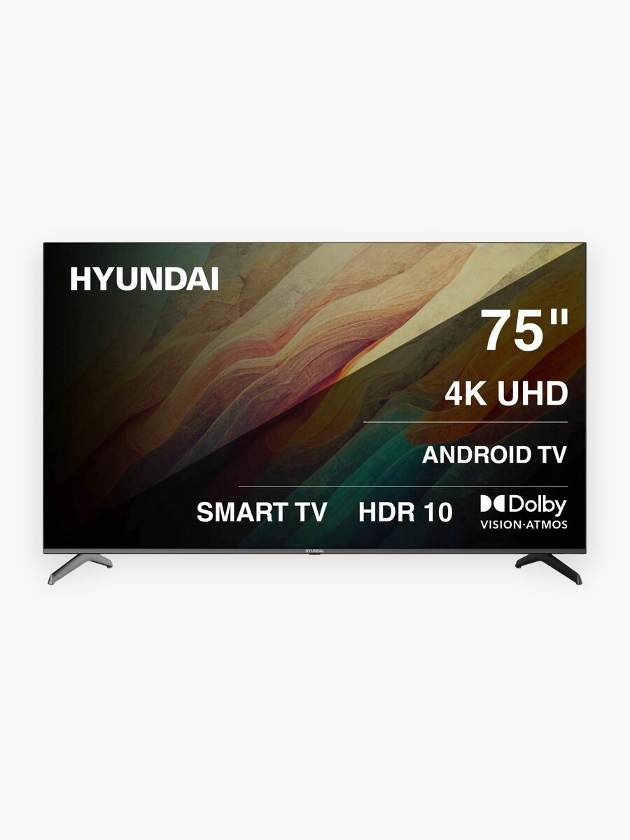 Телевизор Hyundai Android TV H-LED75BU7009, 75", LED, 4K Ultra HD, Android TV, черный
