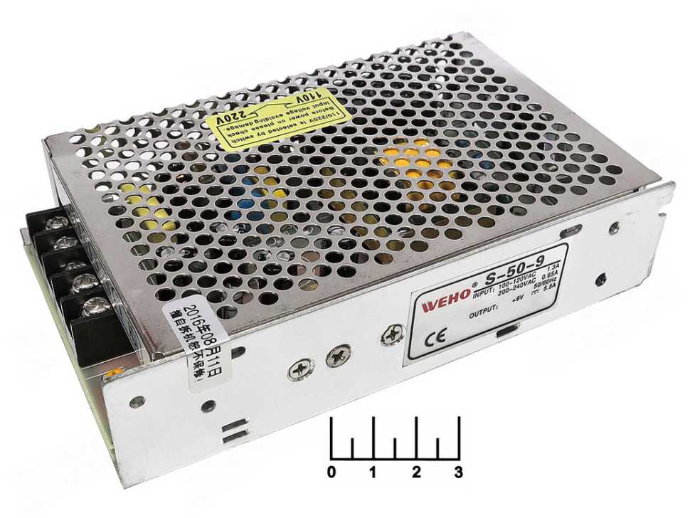 Блок питания 9V 5.5A 50W S-50-9