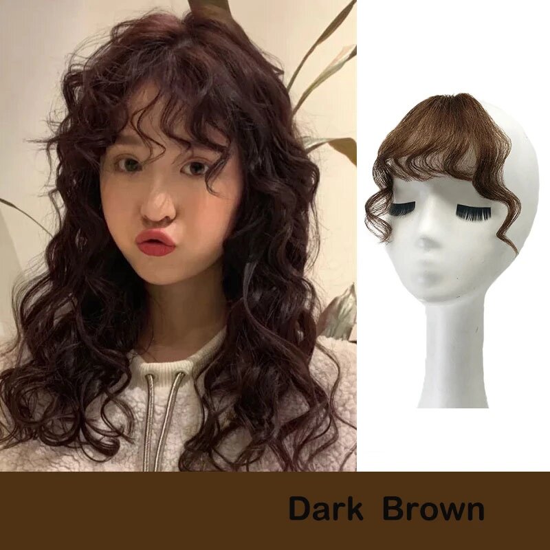 Синтетические кудрявые челки черные коричневые Dark Brown
