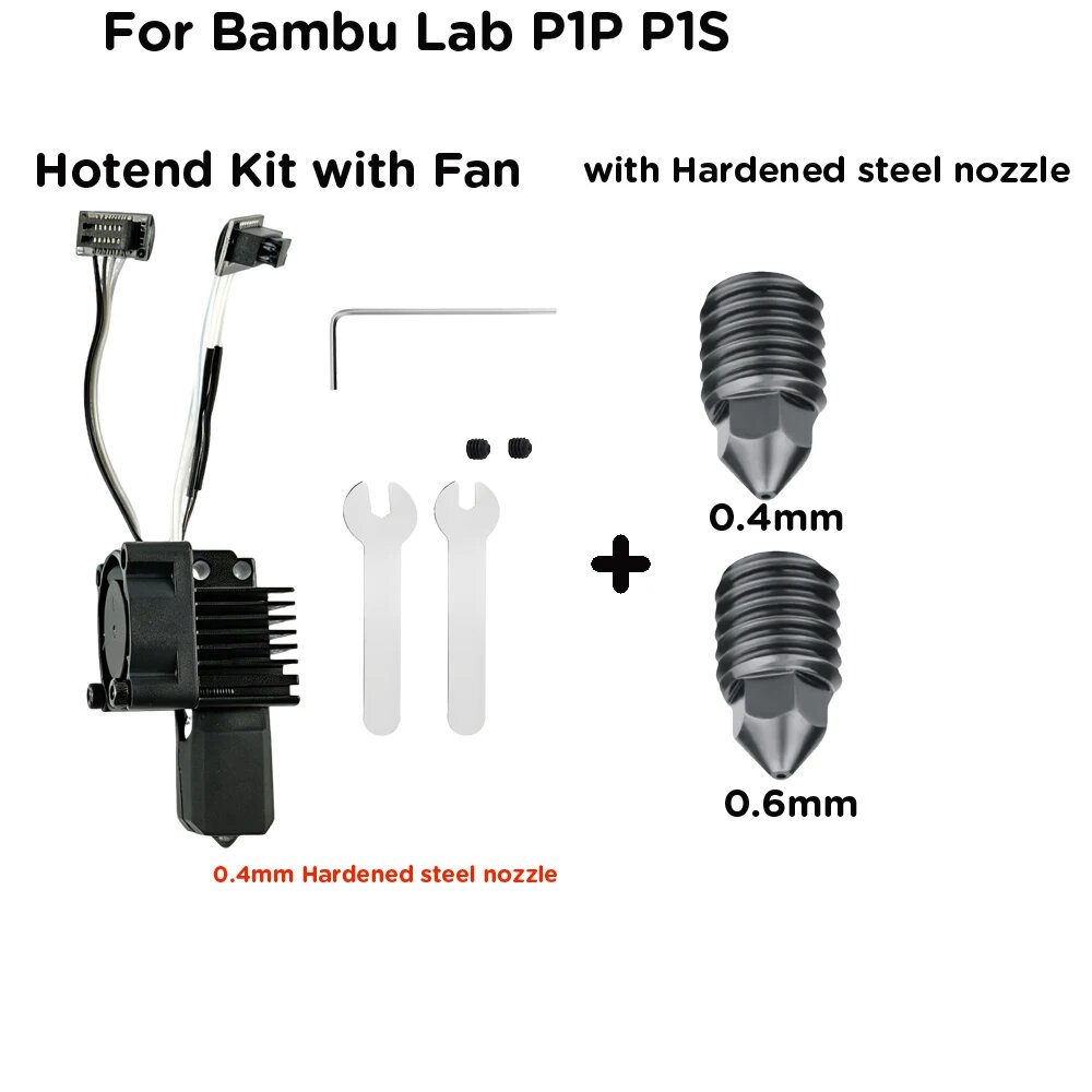 Комплект Hotend Plug & Play для Bambu Lab P1P P1S Черный, Black Hotend-46