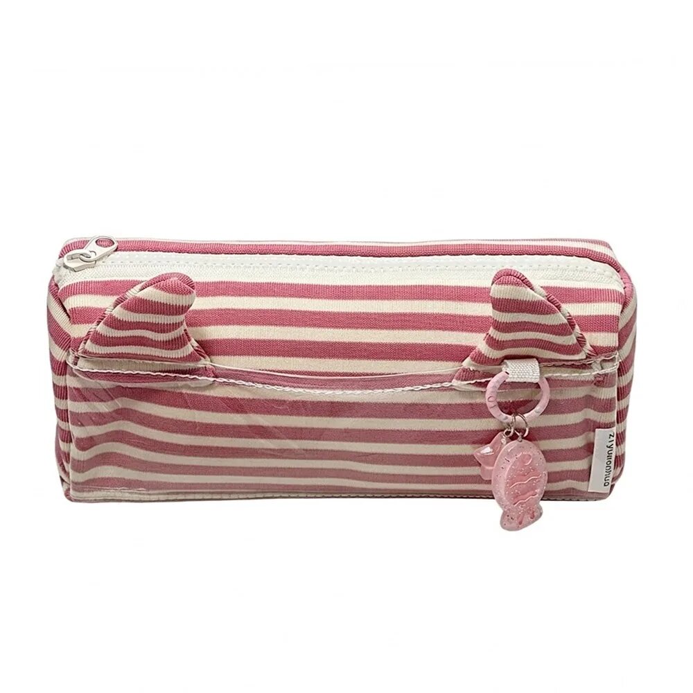 Пенал розовый тканевый с ушками кошки Pink White-Only Bag