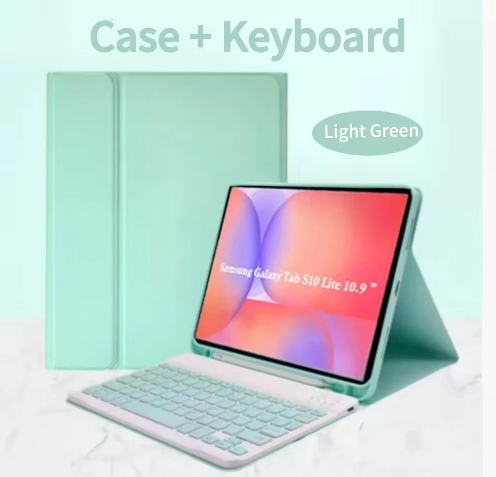 Чехол-клавиатура для Samsung Galaxy Tab S10 Lite, Light Green, Russian