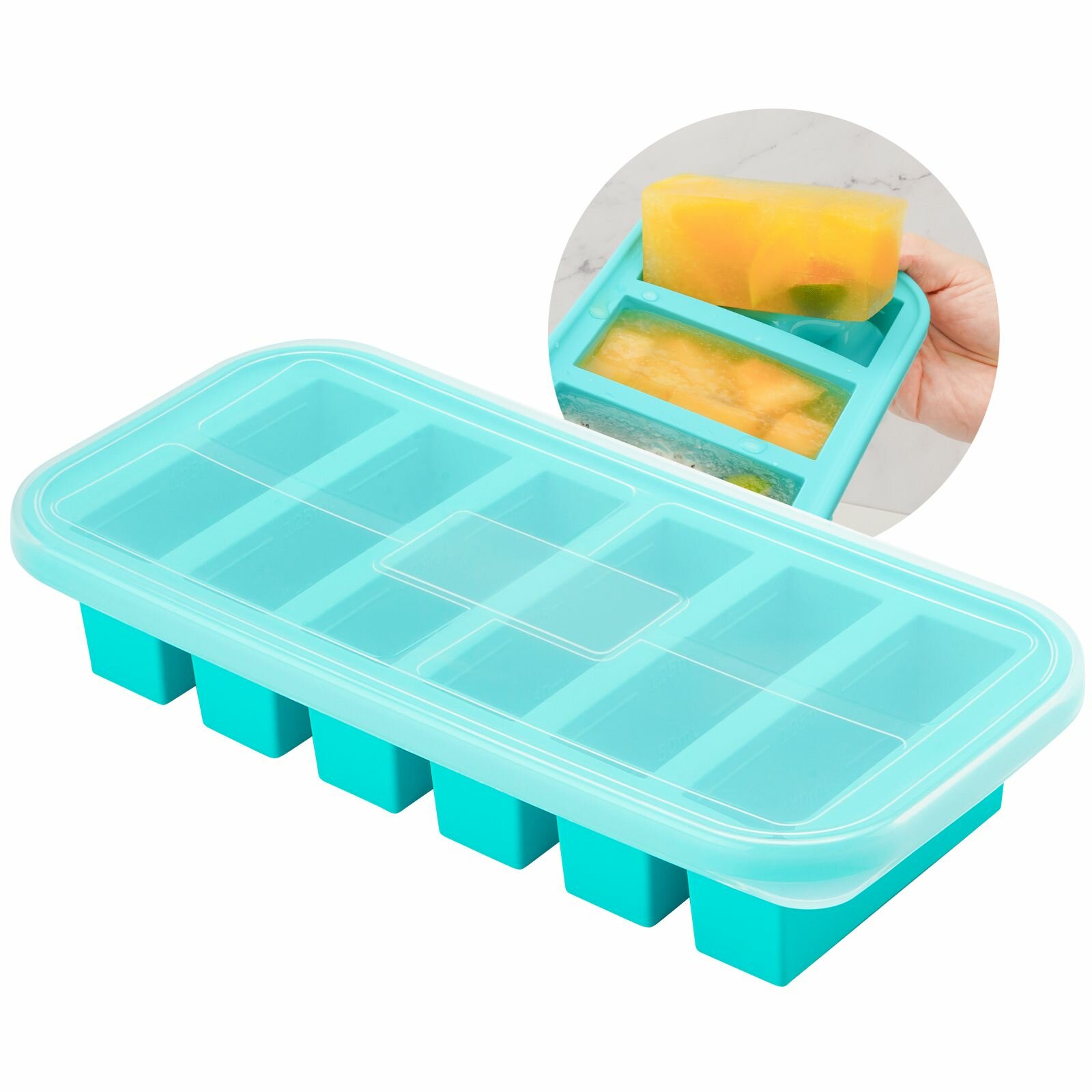 Силиконовая форма для льда с крышкой, пищевой силикон, удобное извлечение кубиков, заморозка супов и бульонов, прочная и универсальная