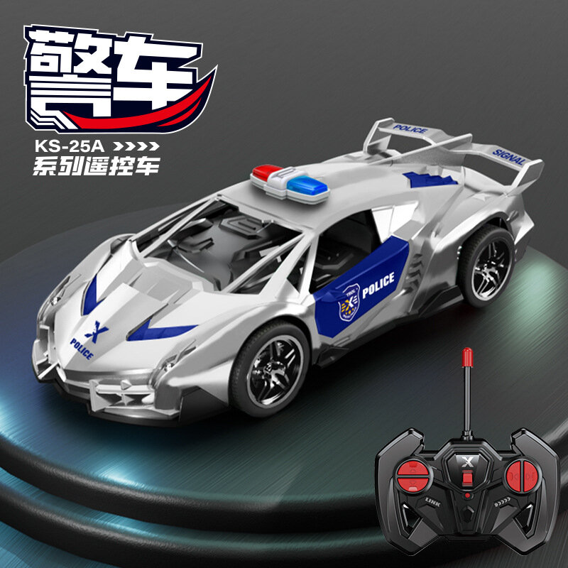 Белая полицейская машина Lambo Bull в масштабе 1:22 с 3 литиевыми батареями, пультом дистанционного управления, зарядкой через USB, фарами и открывающимися дверями.