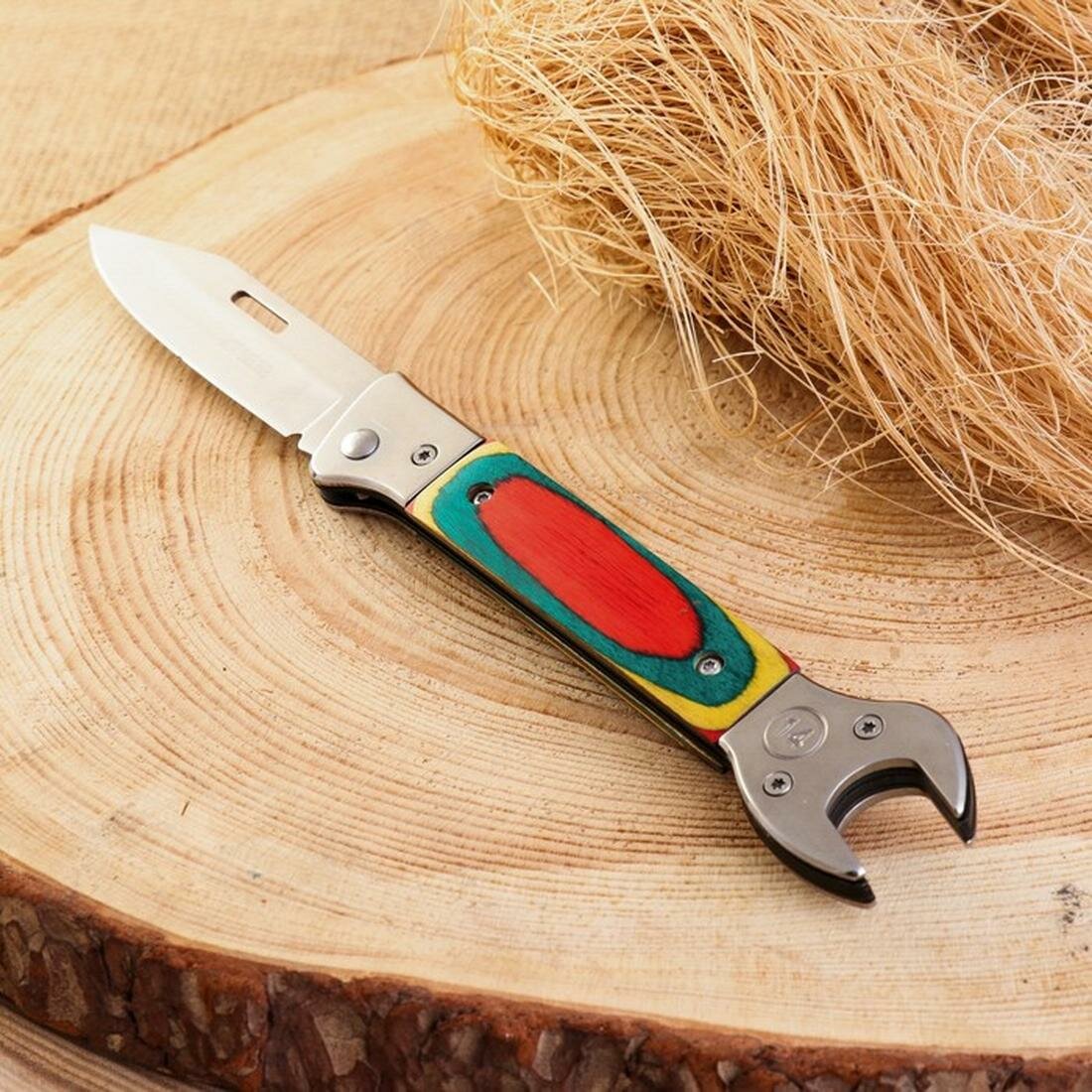 Складной нож Сима-ленд "Гаечный ключ", сталь, пластик, красный, 21 см