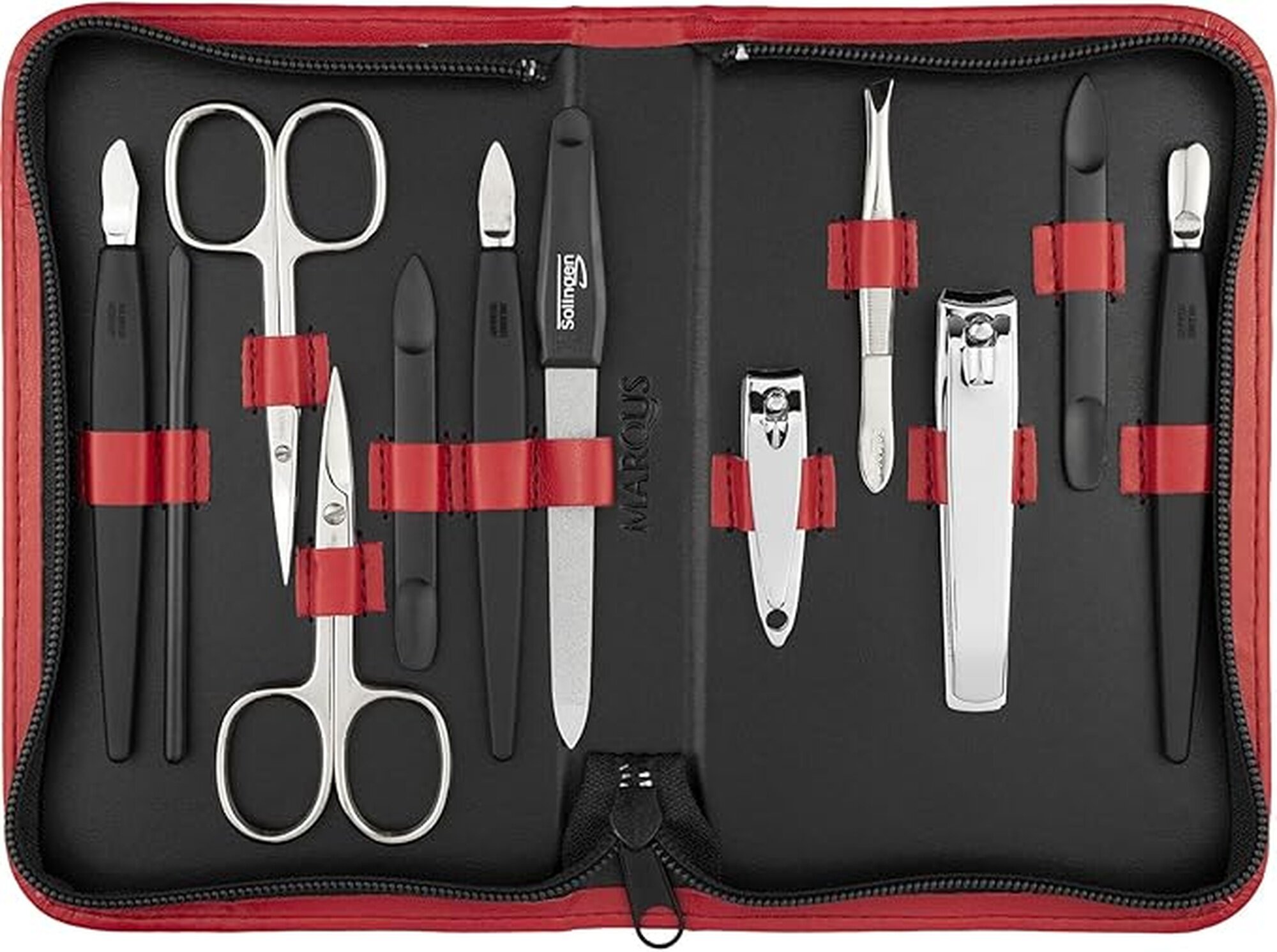 Маникюрный набор Solingen 12 эл. в футляре модель 300 цвет красный