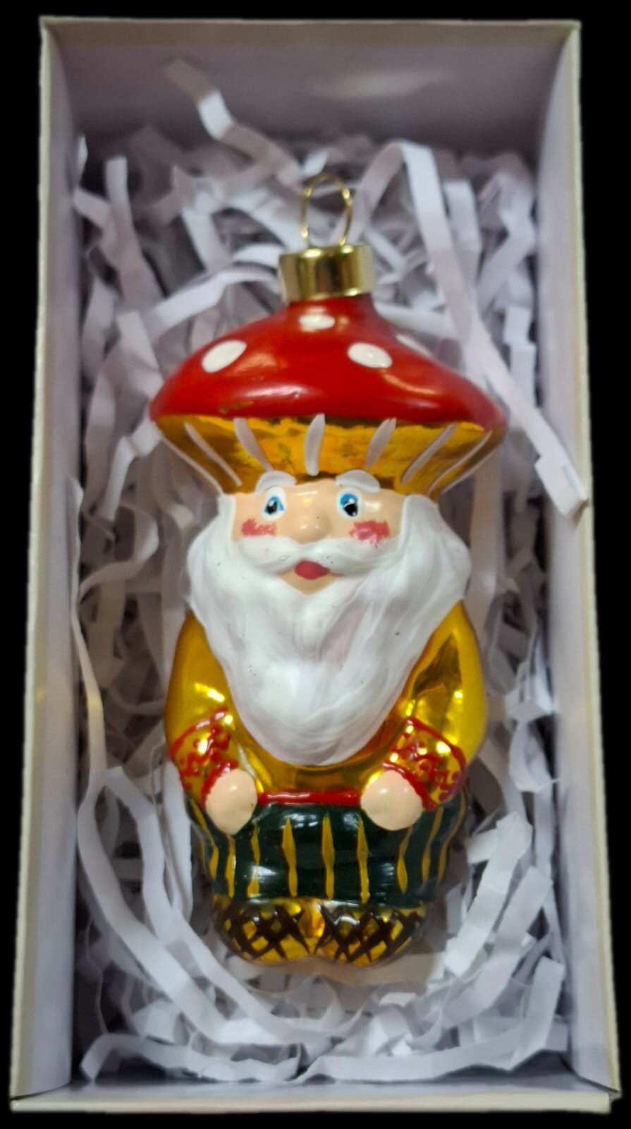 Игрушка на елку "Гриб-боровик", ручная роспись, стекло