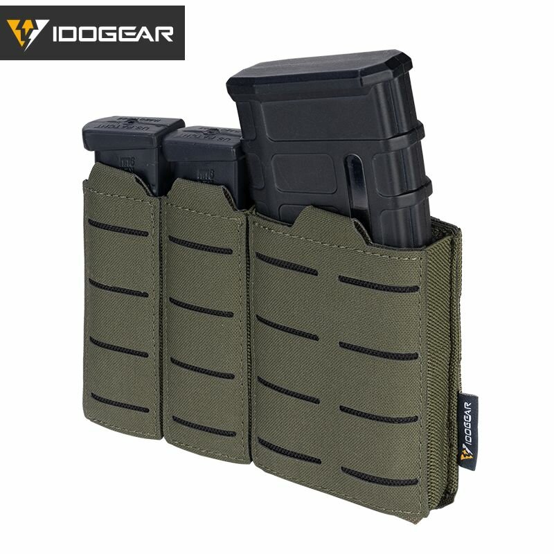 Подсумок IDOGEAR LSR Тактический тройной для магазина 9mm5.56 Molle лазерной резки 3586
