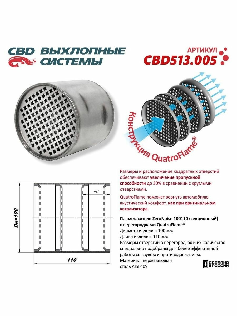 Пламегаситель коллекторный 100110 секционный из Нержавеющей стали. CBD513.005