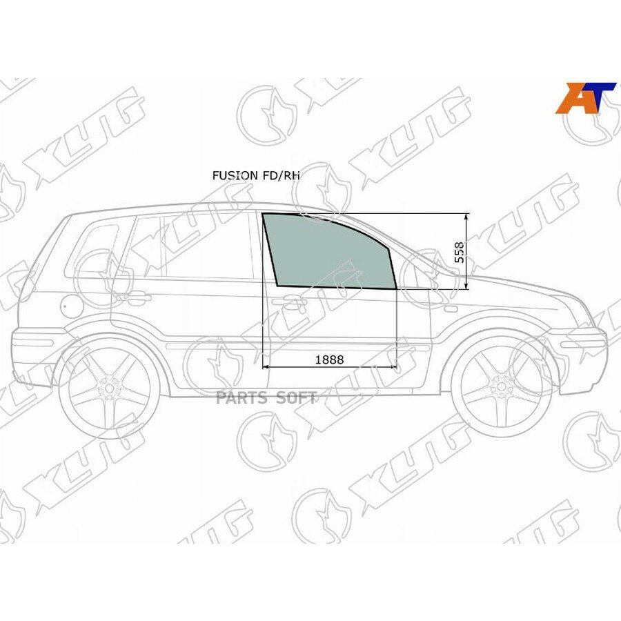 XYG FUSIONFD/RH Стекло боковое опускное (Спереди/ Справа/ Цвет зеленый) Ford Fusion 02-12 ()