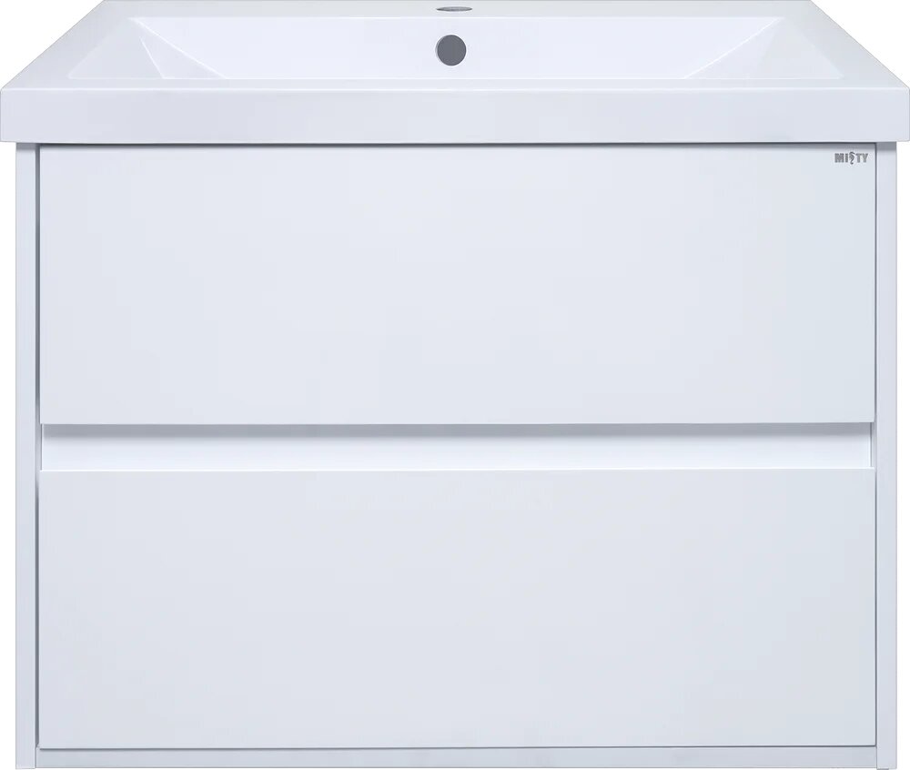 Тумба под раковину без столешницы Misty Алиса подвесная, белая, глянцевая, из МДФ, тумба для ванной, с ящиками, с доводчиками