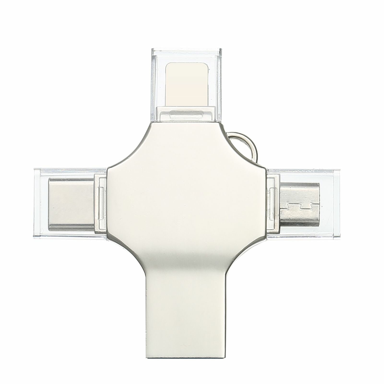 USB-флешка 4-в-1, 64 ГБ, металл, Type-C/iOS/PC, двойное назначение