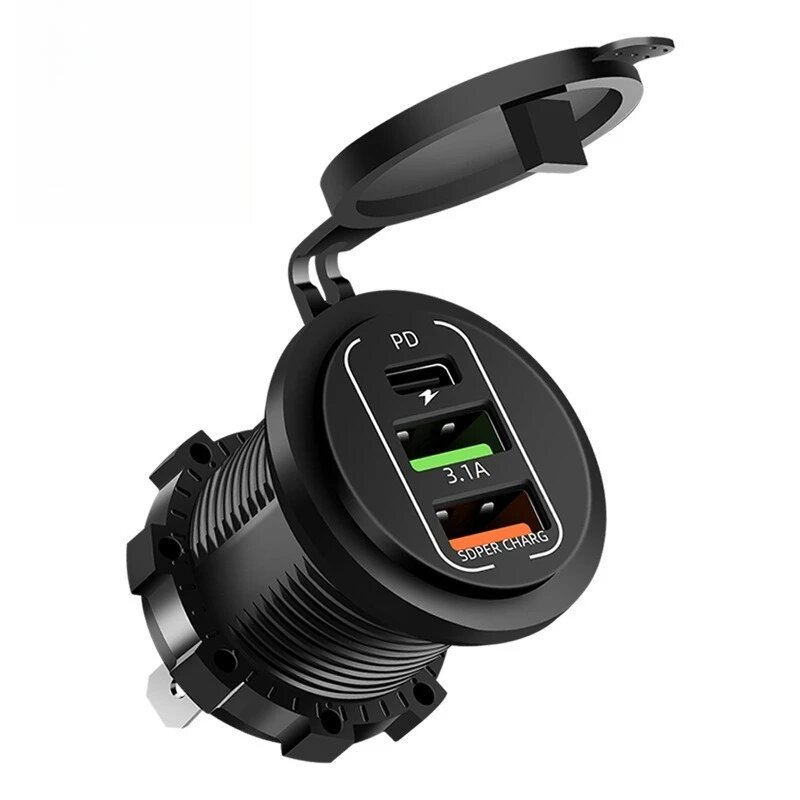 Автомобильная розетка 3 Ports USB Type-C PD
