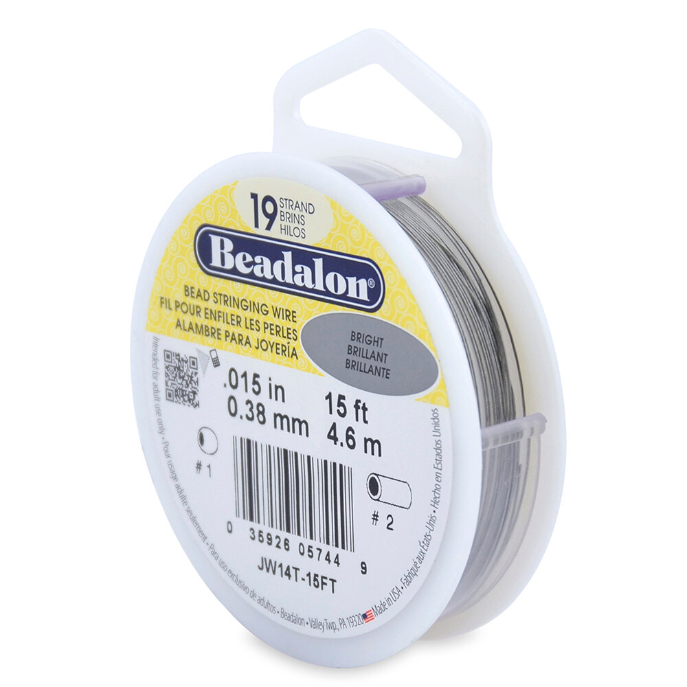 Тросик ювелирный Beadalon, 19 струн, 0.38мм (0.015in), стальной, катушка 4.6 метра