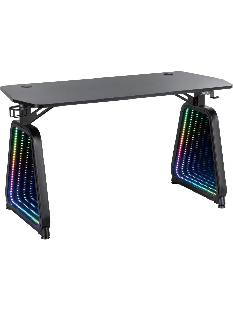 Стол игровой Cactus CS-GMD-BK-RGB столешница МДФ черный каркас черный 136x60x75см