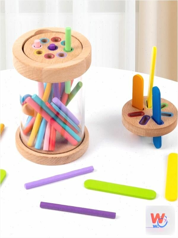 Эксклюзивные чашки для сортировки и палочки игровые деревянные по методике Монтессори