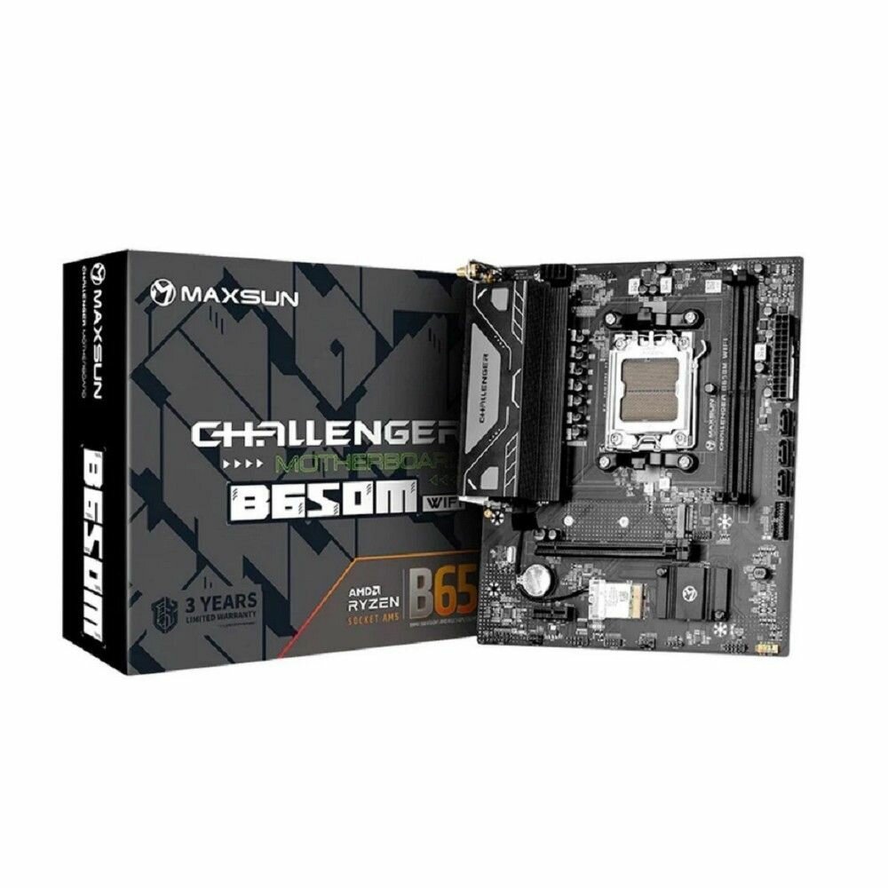 Материнская плата MAXSUN MS-Challenger B650M WIFI V2 AM5, mATX, DDR5, HDMI+DP, M.2, LAN 1Gb