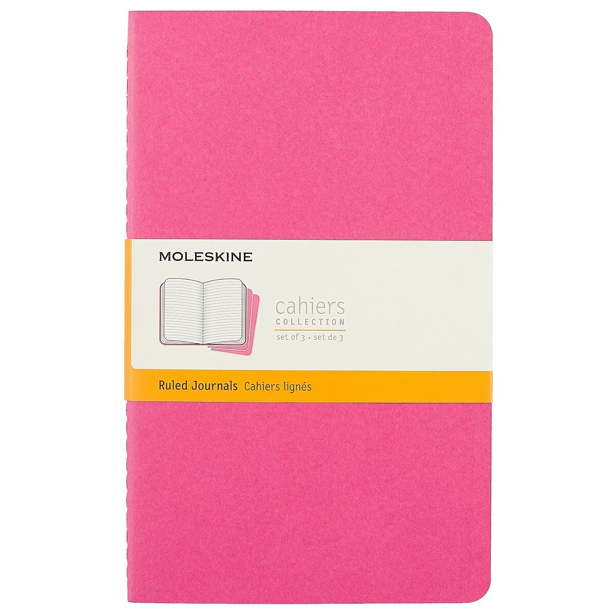 Записная книжка Moleskin Cahier Journal Large, 3 шт, розовый нео, 40 листов, А5