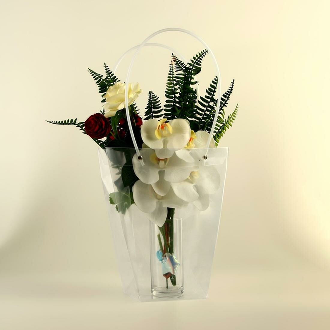 Сумка для цветов прозрачная, влагостойкая, размер 26 × 24 × 12 см