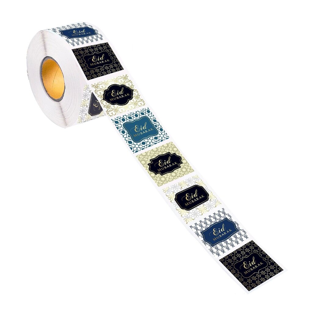 500шт Наклейки EIDMubarak Подарочный Пакет Коробка Конфет Печать Этикетки Рамаданы Бумажные Наклейки Исламская Партия DIY