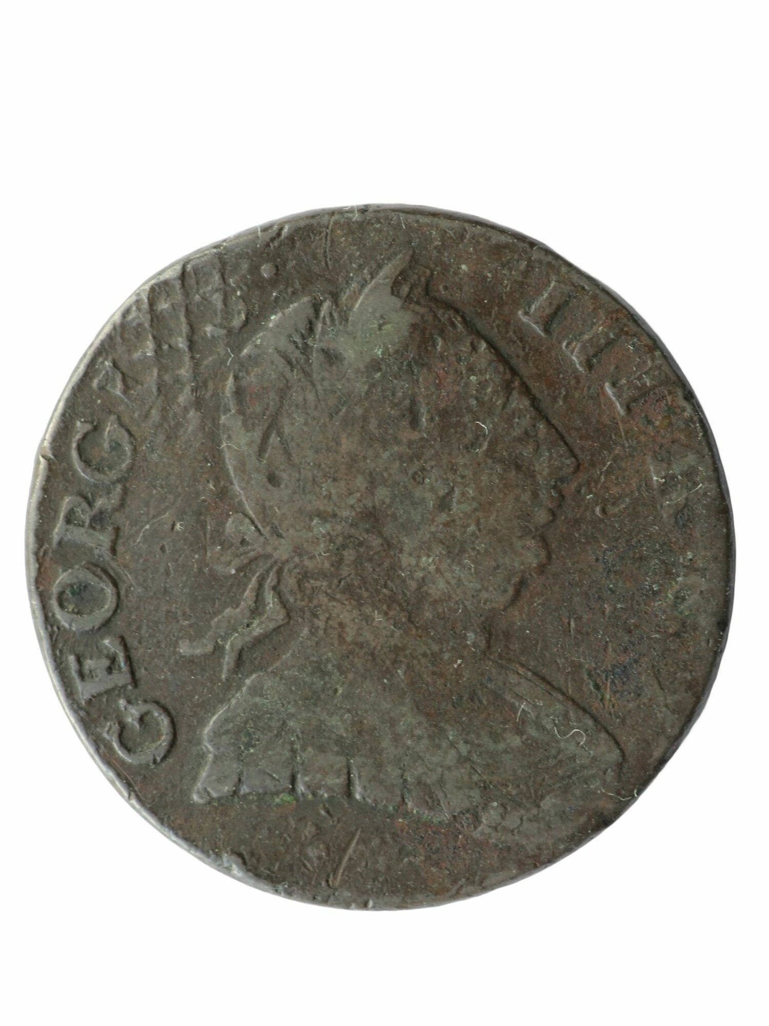 Подлинная монета Великобритания 1/2 пенни 1774 год Георг III