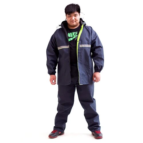 Мужской черный непромокаемый дождевик plus size