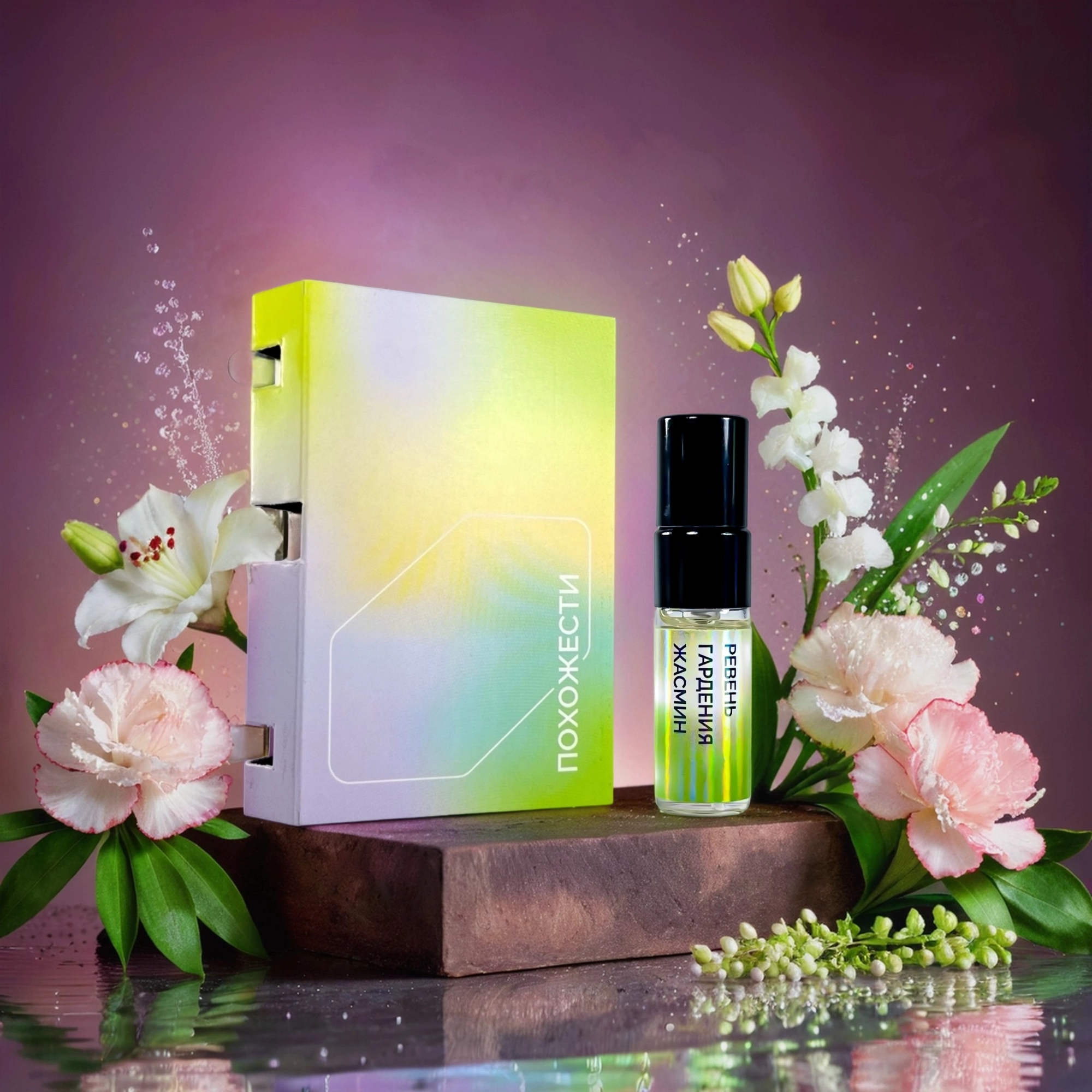 Духи "Ревень, гардения, жасмин" бренда Похожести, фруктово-цветочные, 3 мл.