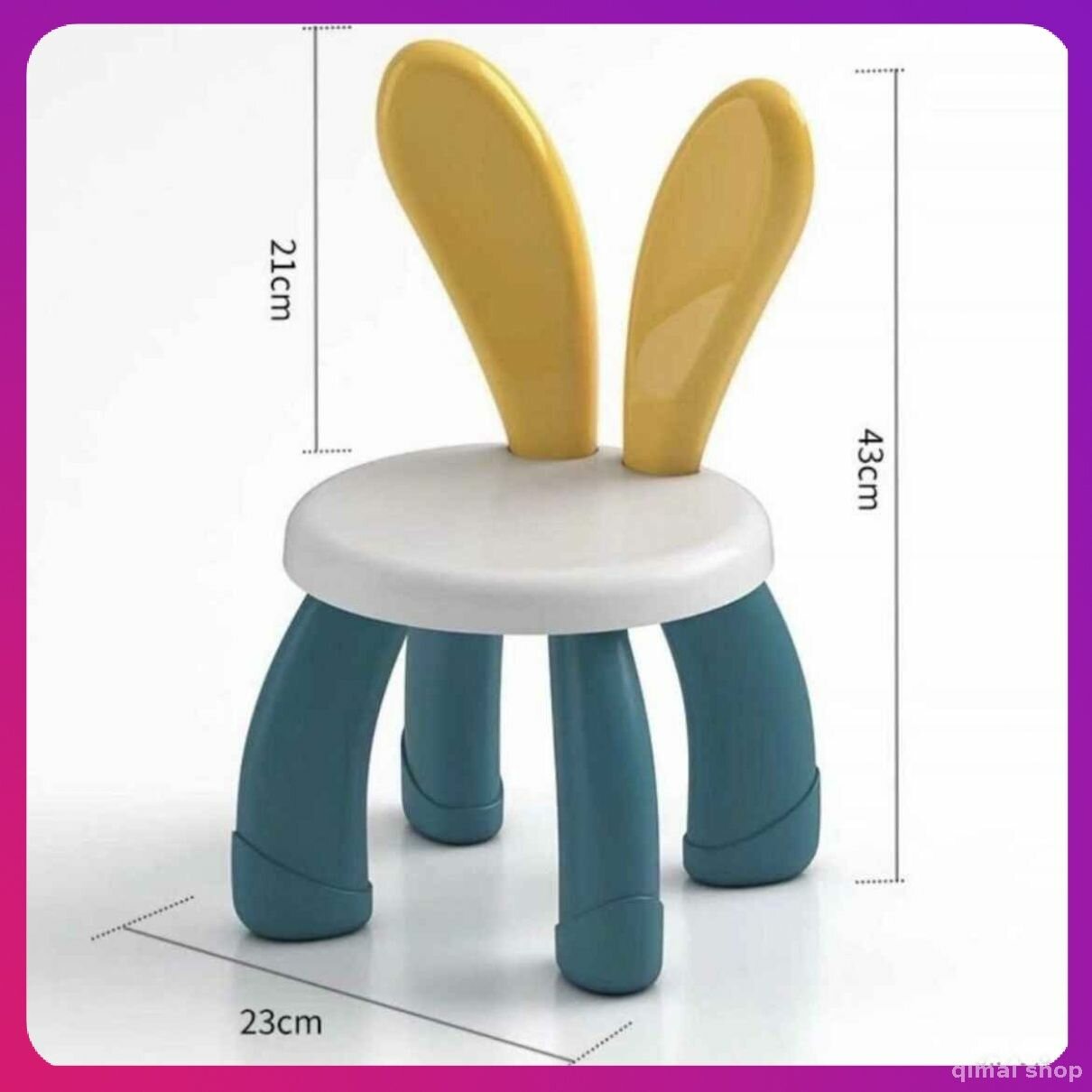 Детский стул с милыми ушками для малыша, прочный пластик, антискользящие наклейки, безопасный стульчик для кормления и игр, 1,5-4 года