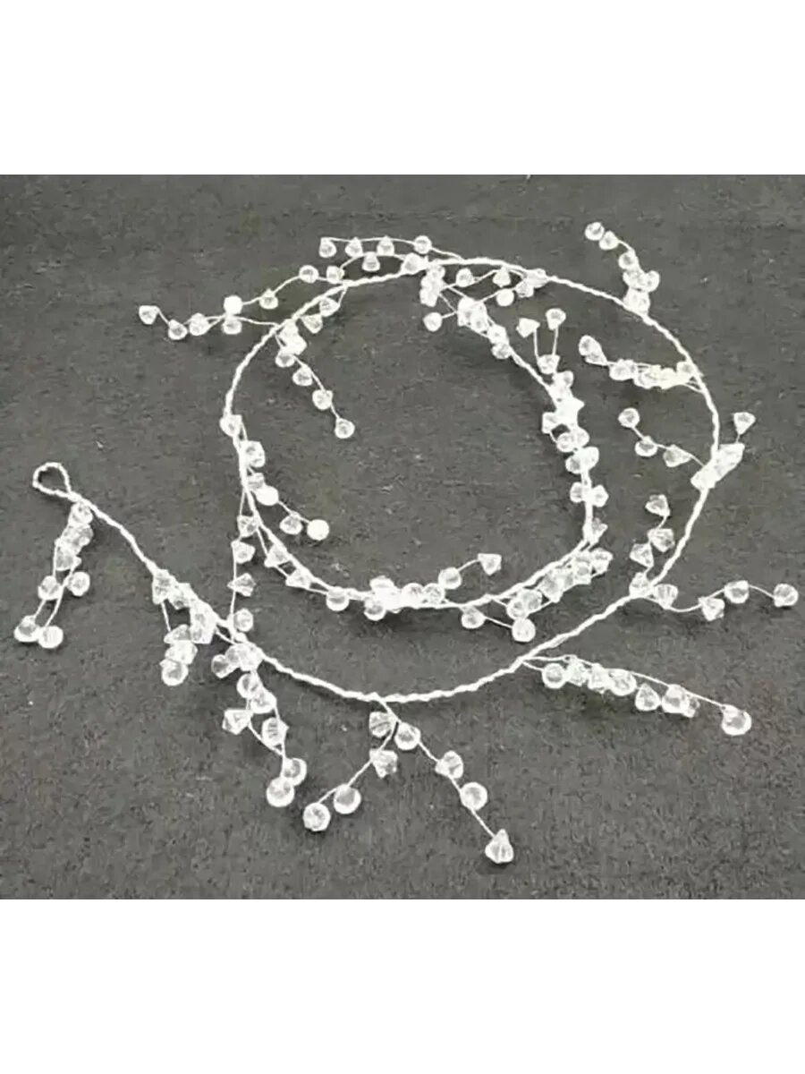 Бусы Сфера новогодние, акрил, длина 1,2м, декоративные элементы - бусины